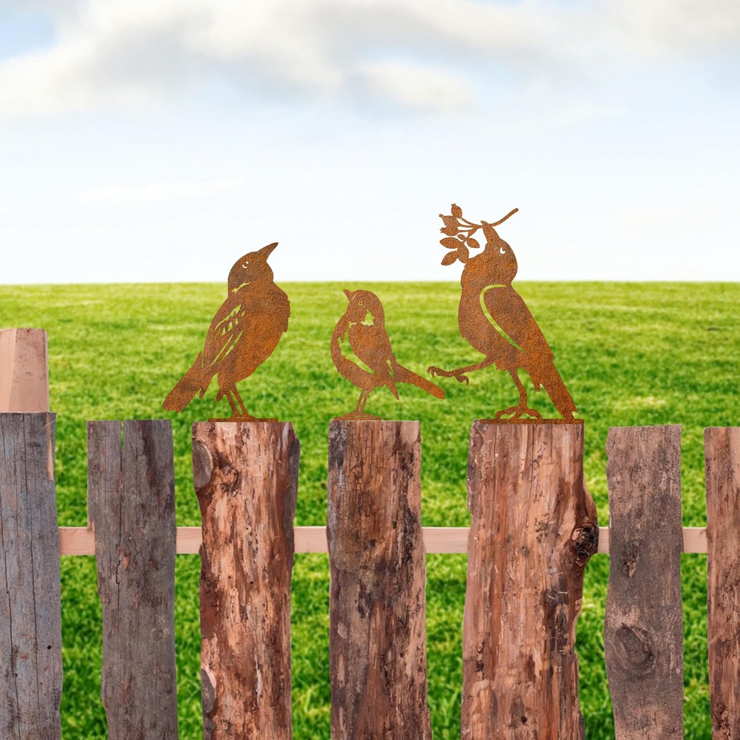 Amazon.com : Set of 3 Metal Birds Yard Art, Rustic Metal Yard Art ...