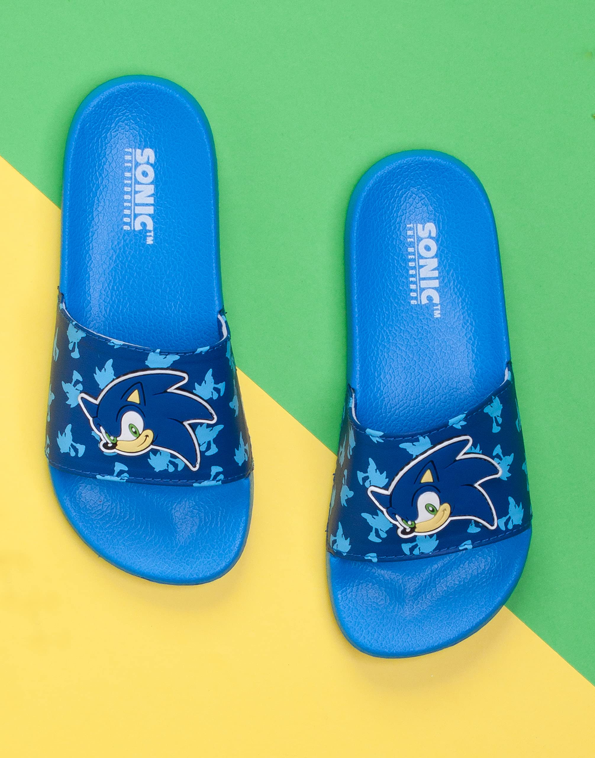 Buy Sonic The Hedgehog Sliders For Boys | Kids Sonic Face Sandals Beach ...