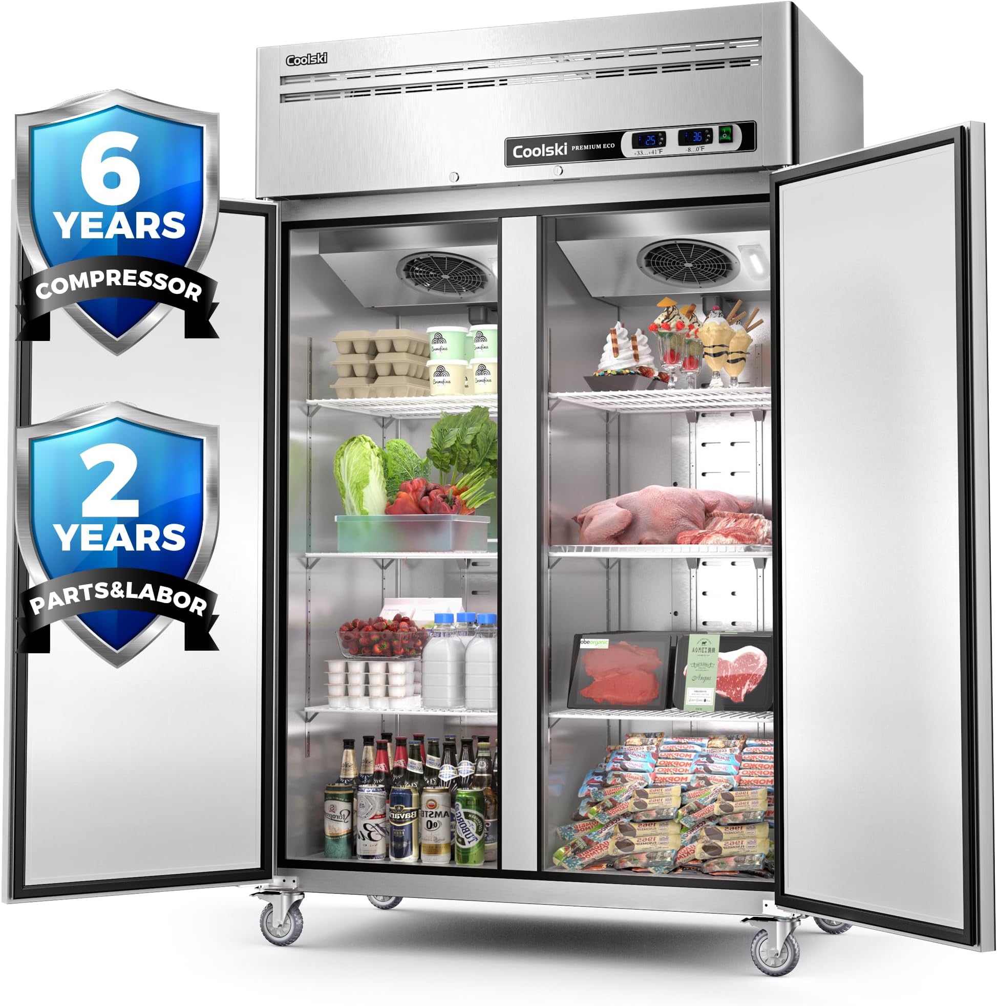 Amazon.com: Coolski 48" W Commercial Refrigerator and Freezer Combo, 36 ...