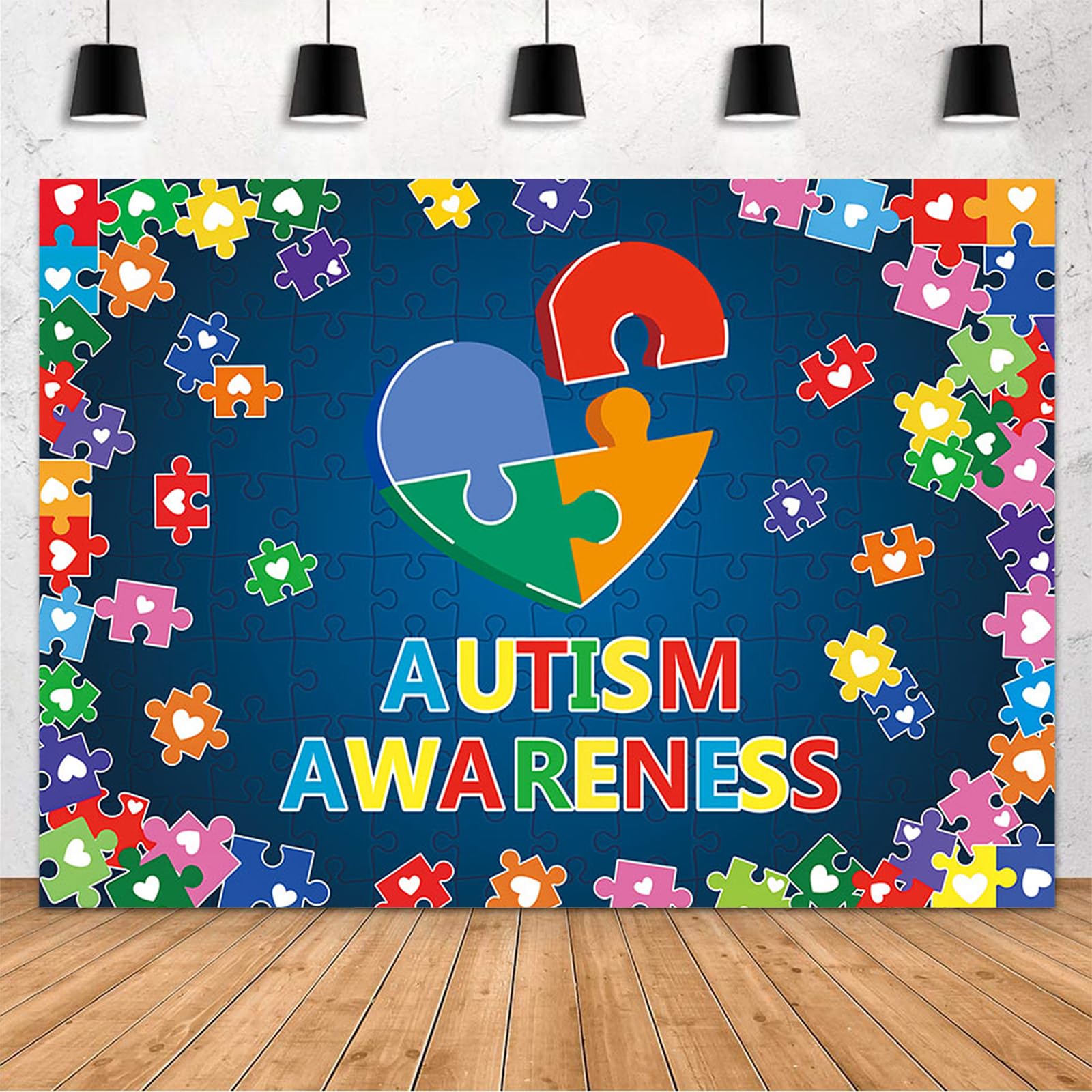 Amazon.com : MEHOFOND Autism Awareness Backdrop April Puzzle Piece ...