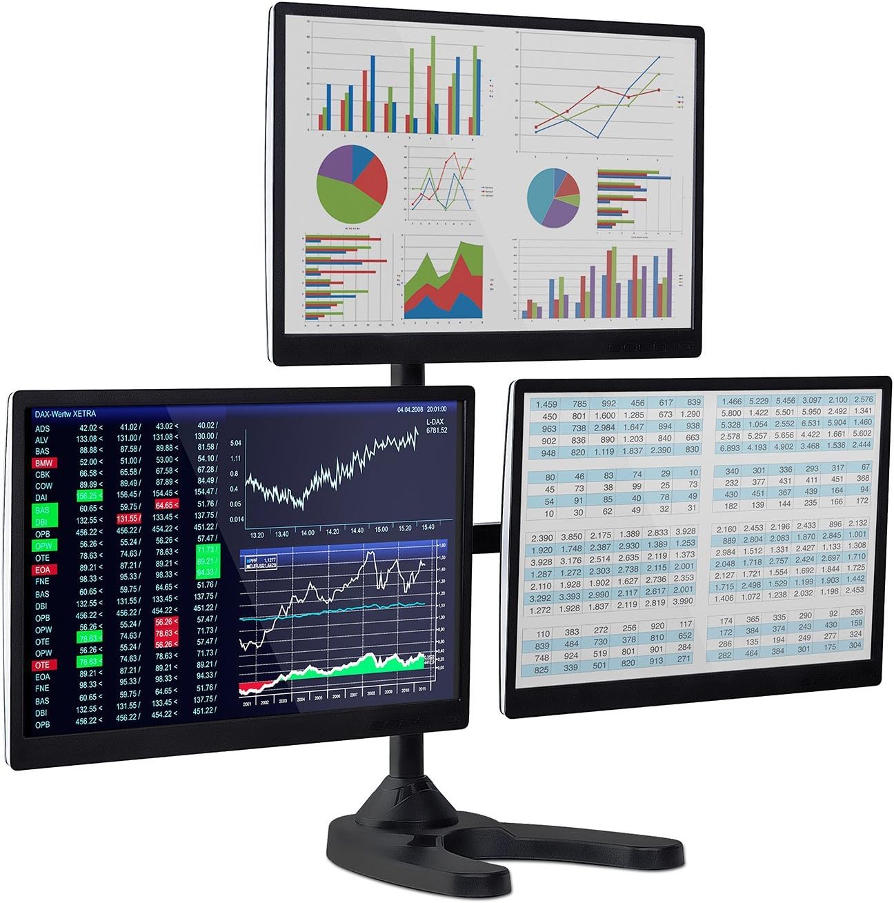 Amazon.com: Mount-It! Triple Monitor Stand In 2+1 Pyramid Configuration ...