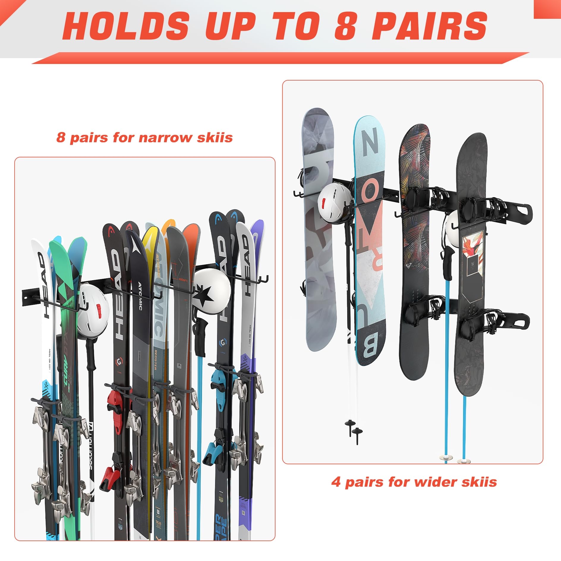 Snapklik.com : Garage Ski Rack, Indoor Ski Hangers For Home Shed ...