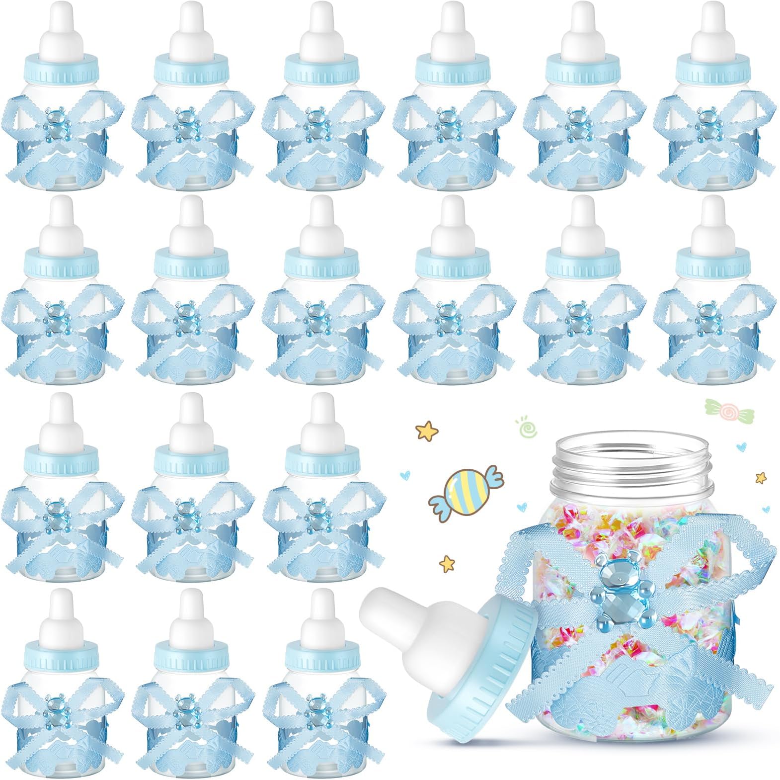 Amazon.com: Nuenen 36 Pcs Baby Shower Bottles Baby Shower Mini Milk ...