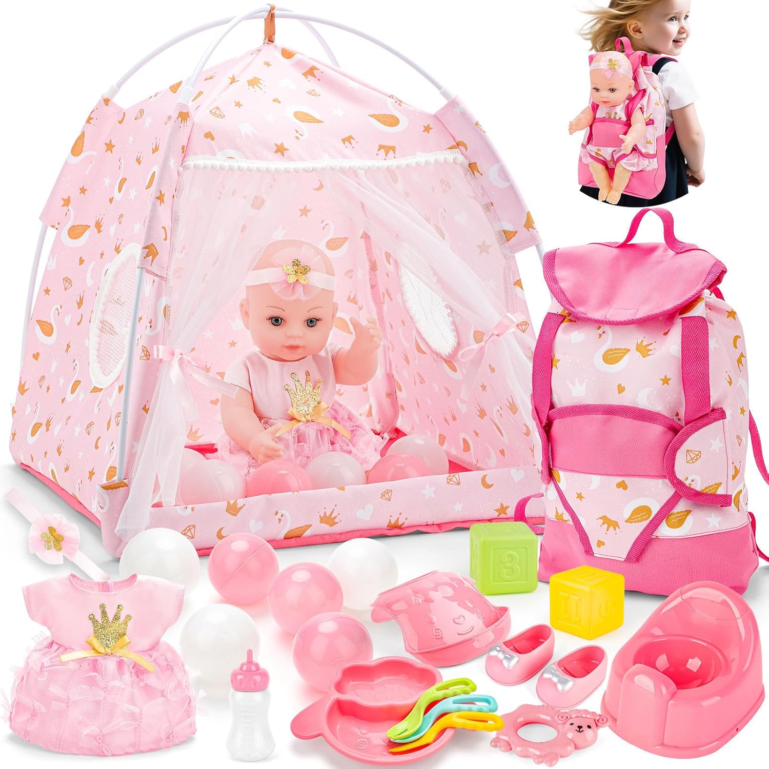 Amazon.com: deAO Baby Doll Playset 12 Inch Baby Doll wirh Clothe and ...