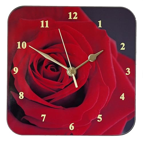 Red Rose Wall Clock (19cm x 19cm), Free Postage : Amazon.co.uk: Home ...