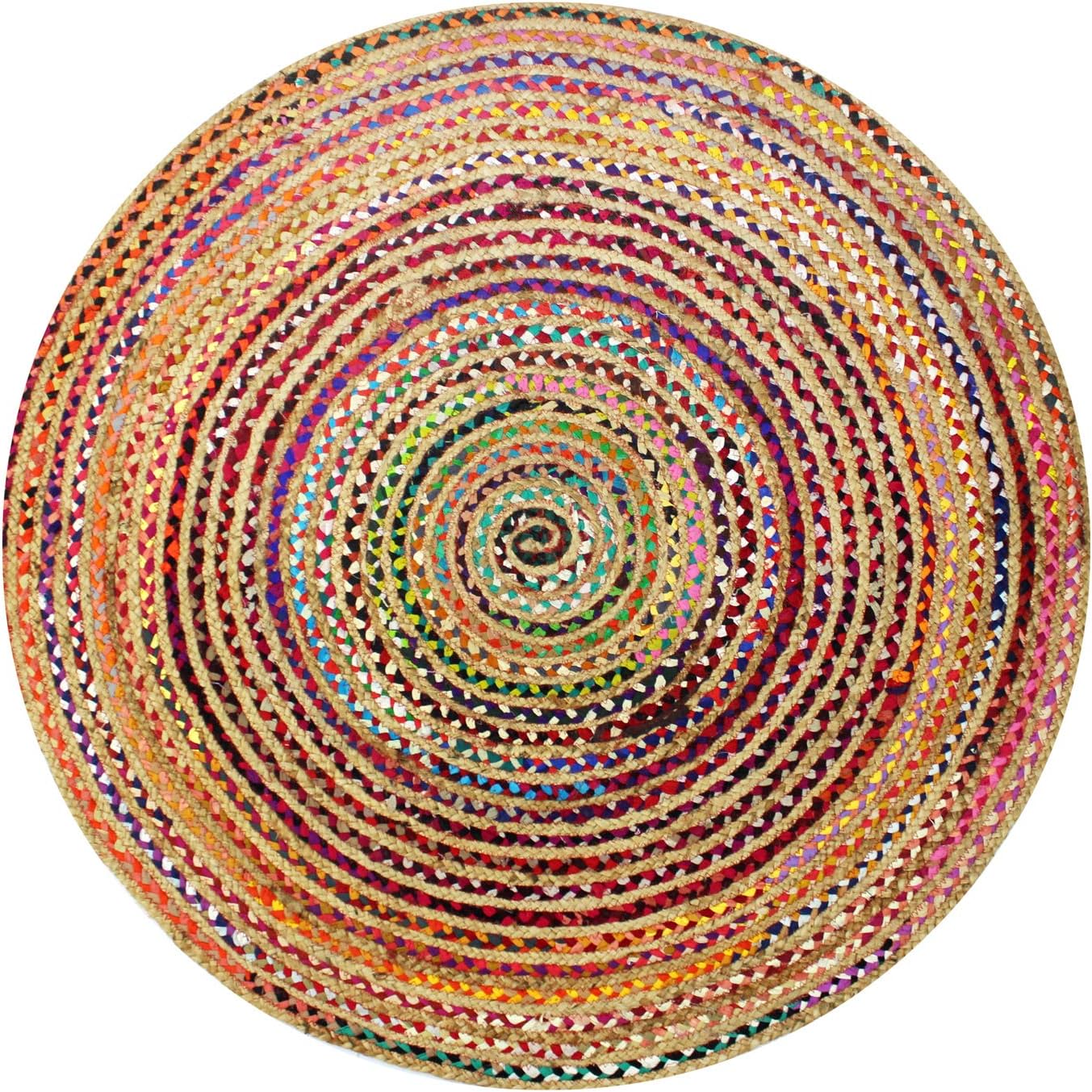 Amazon.com: Hausattire Bohemian Braided Rug 5' Round - Multi Color ...