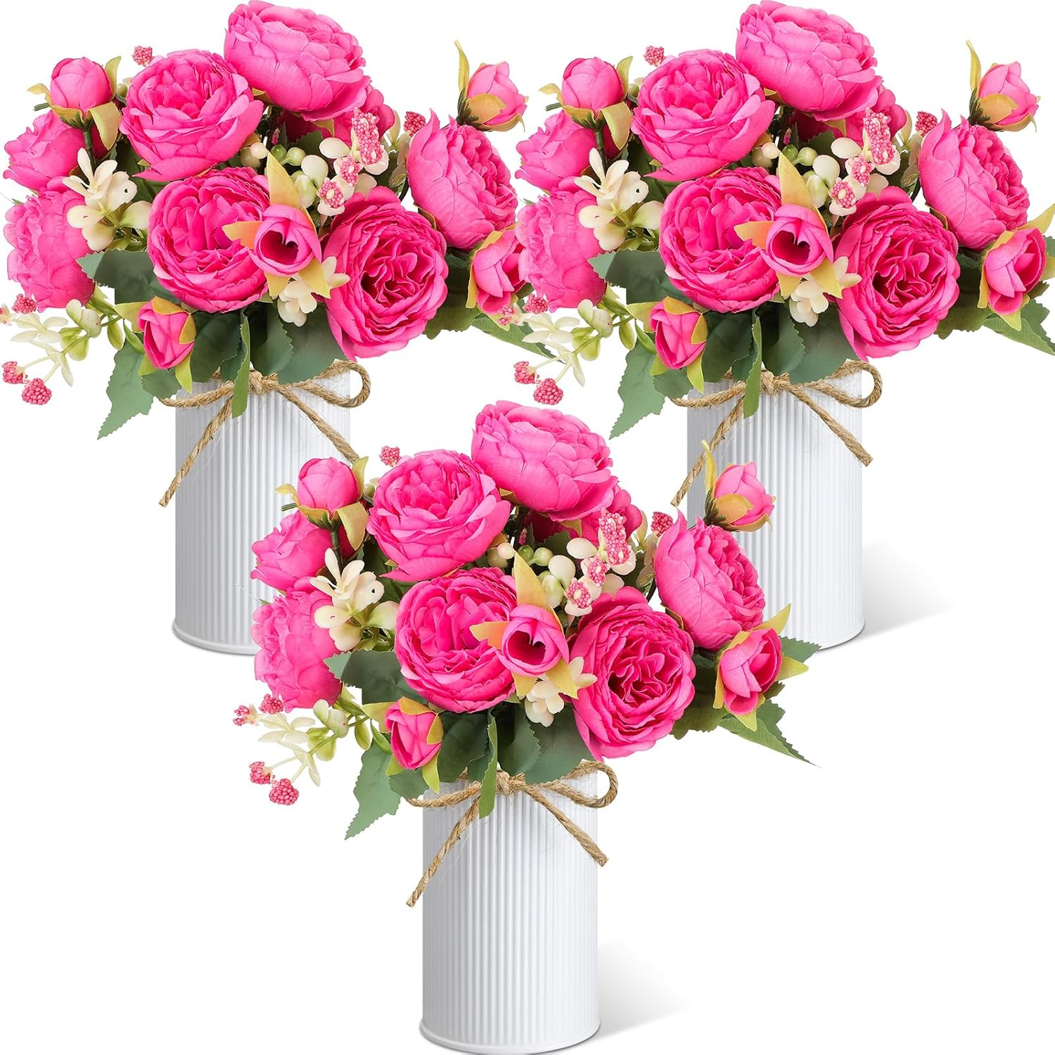 Amazon.com: Solsew 3 Sets Artificial Peonies Flower Peony Bouquet with ...
