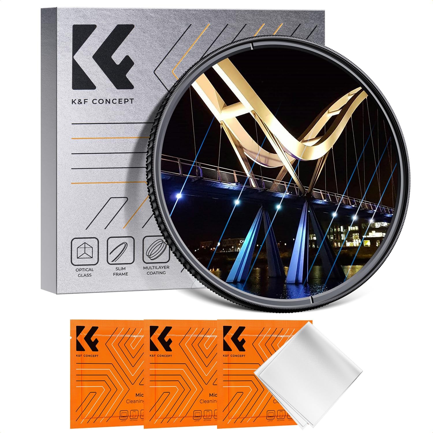 Amazon.com : K&F Concept 82mm Blue Streak Lens Filter Rotating Circular ...