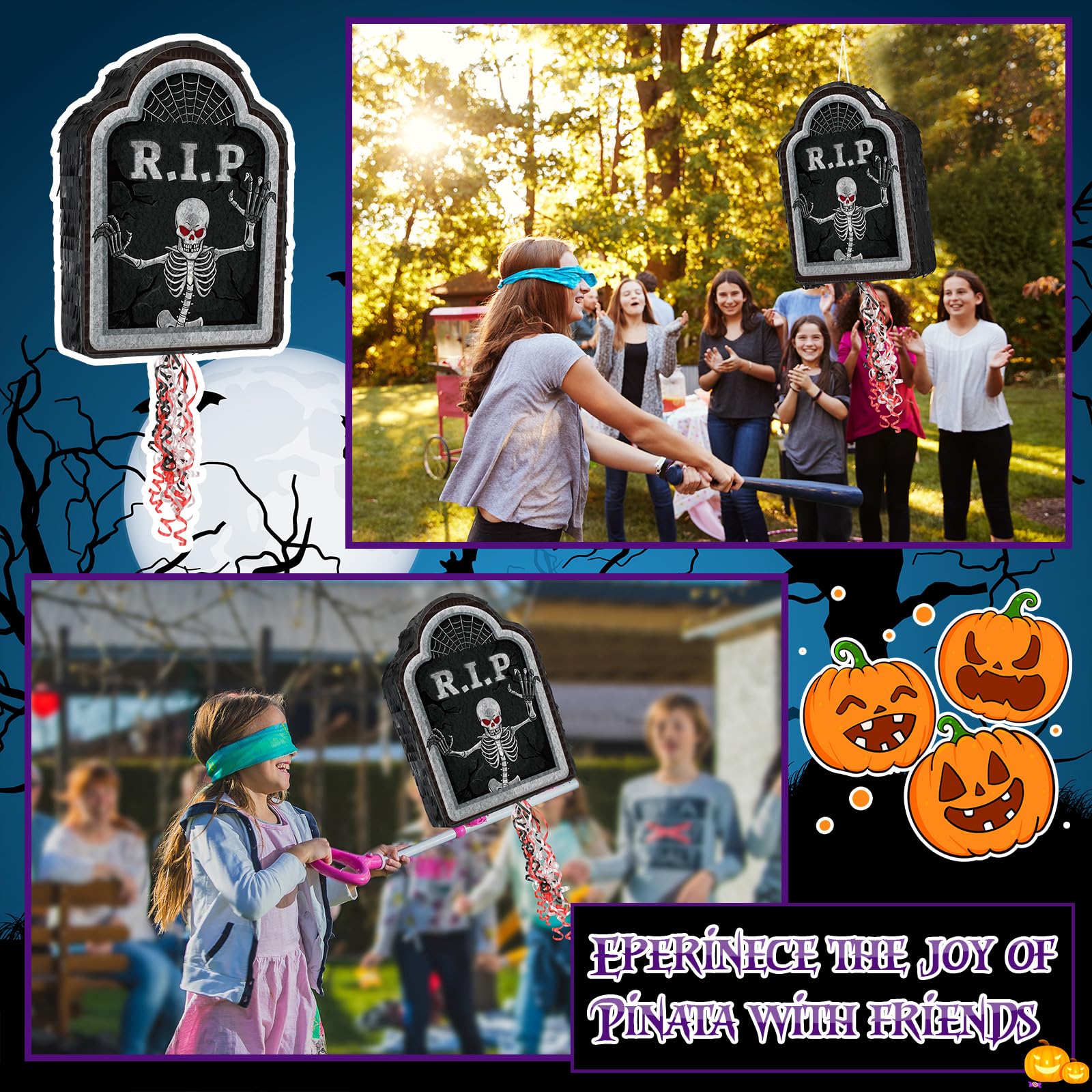 Large Halloween Pinata WERNNSAI Halloween Scary Piñata - Pull String ...