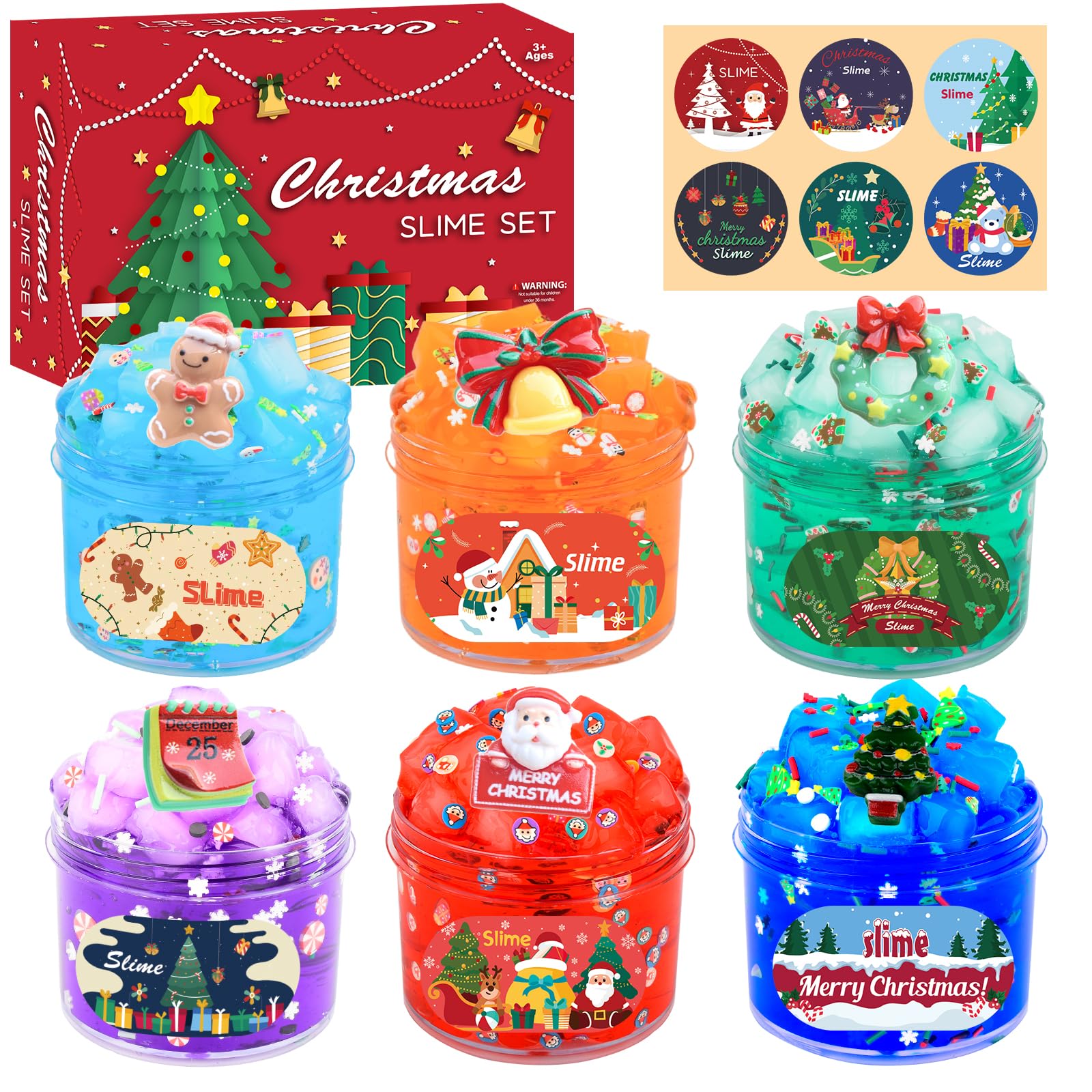 Christmas Stocking Stuffers for Kids - 6 Pack Clear Slime Pack - Jelly ...