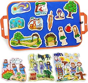 Amazon.com: CHEFAN 4 Pack Felt Board Bible Stories Set, Flannel Board Stories Include Adam and ...