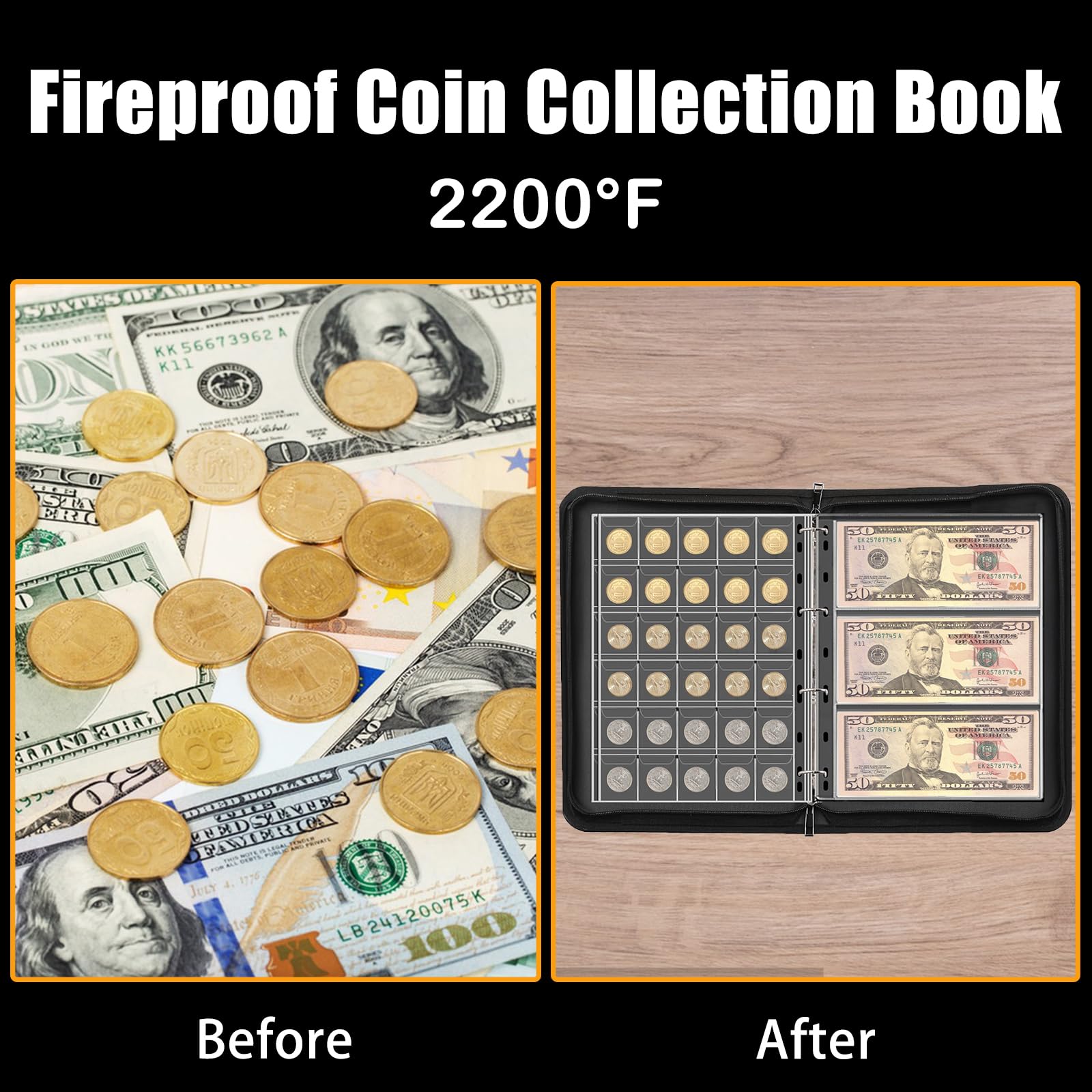 Snapklik.com : Coin Collection Book Holder For Collectors, Fireproof ...