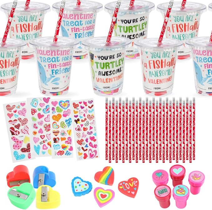 Amazon.com: Funeta 30-Pack Valentine's Day Gifts for Kids - Stationery ...