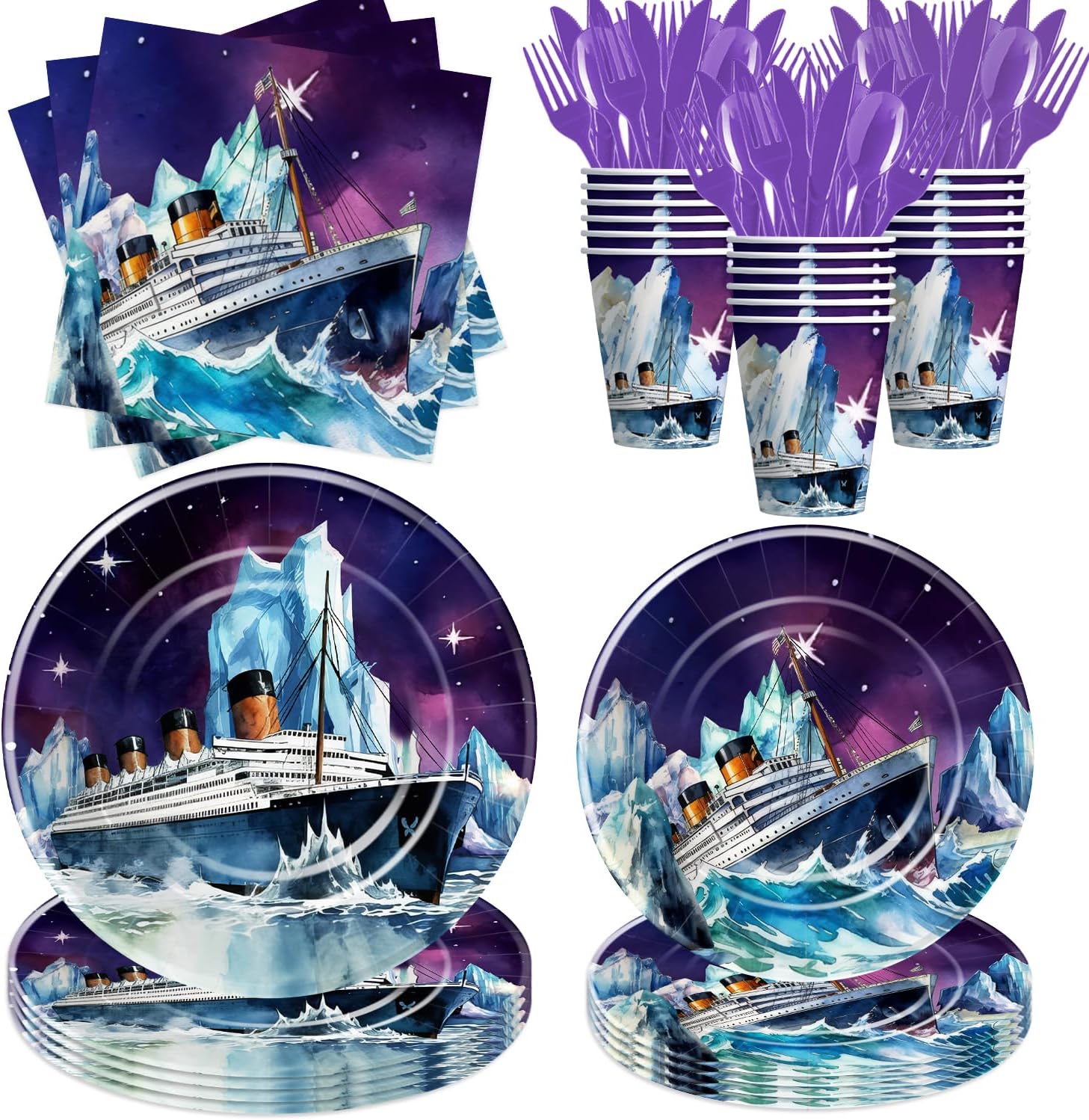 Amazon.com: Xenorik Titanic Birthday Party Decorations Tableware ...