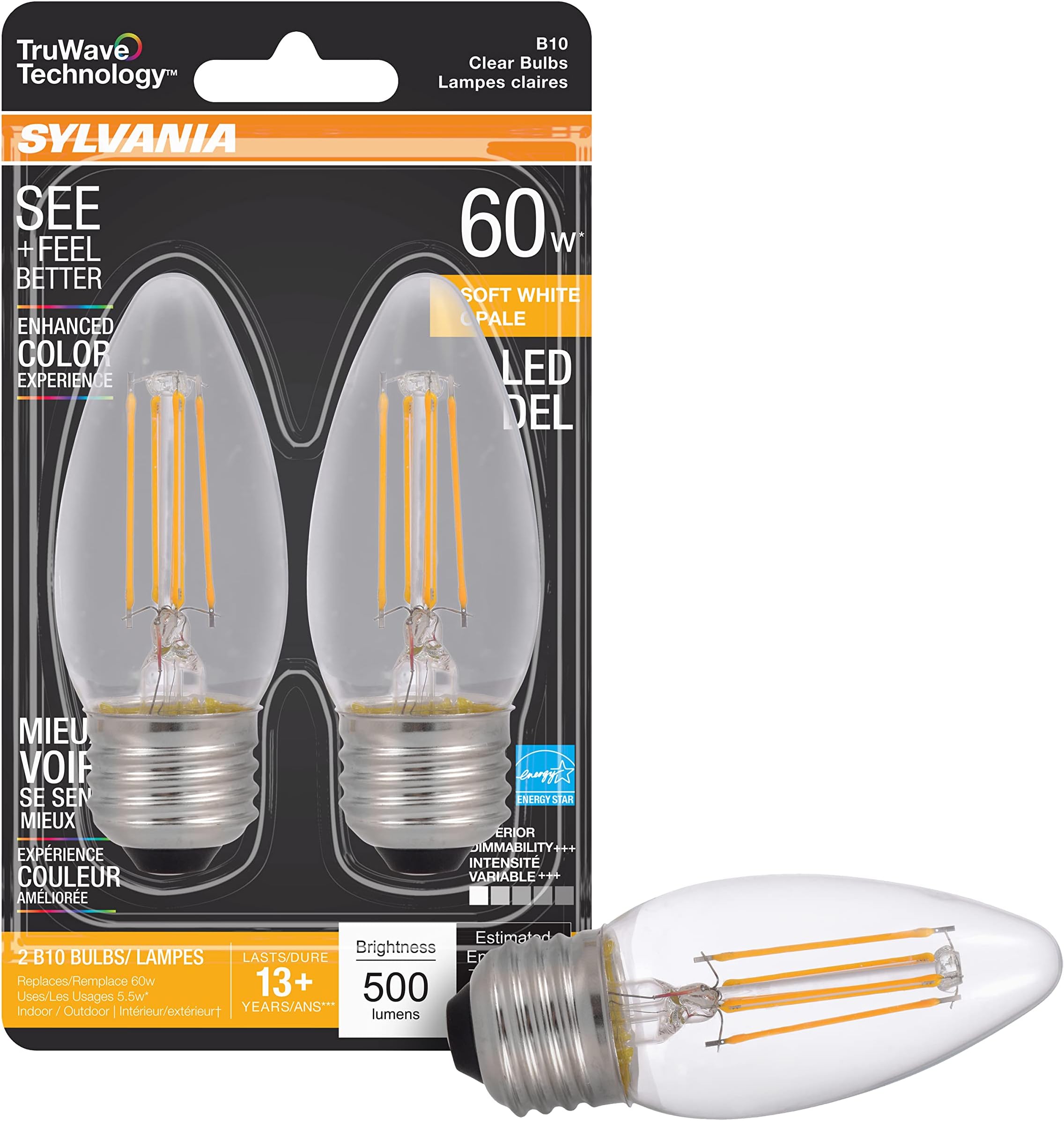 GE LED Blunt Tip Decorative Light Bulbs, BM, 5-Watt (60-Watt ...