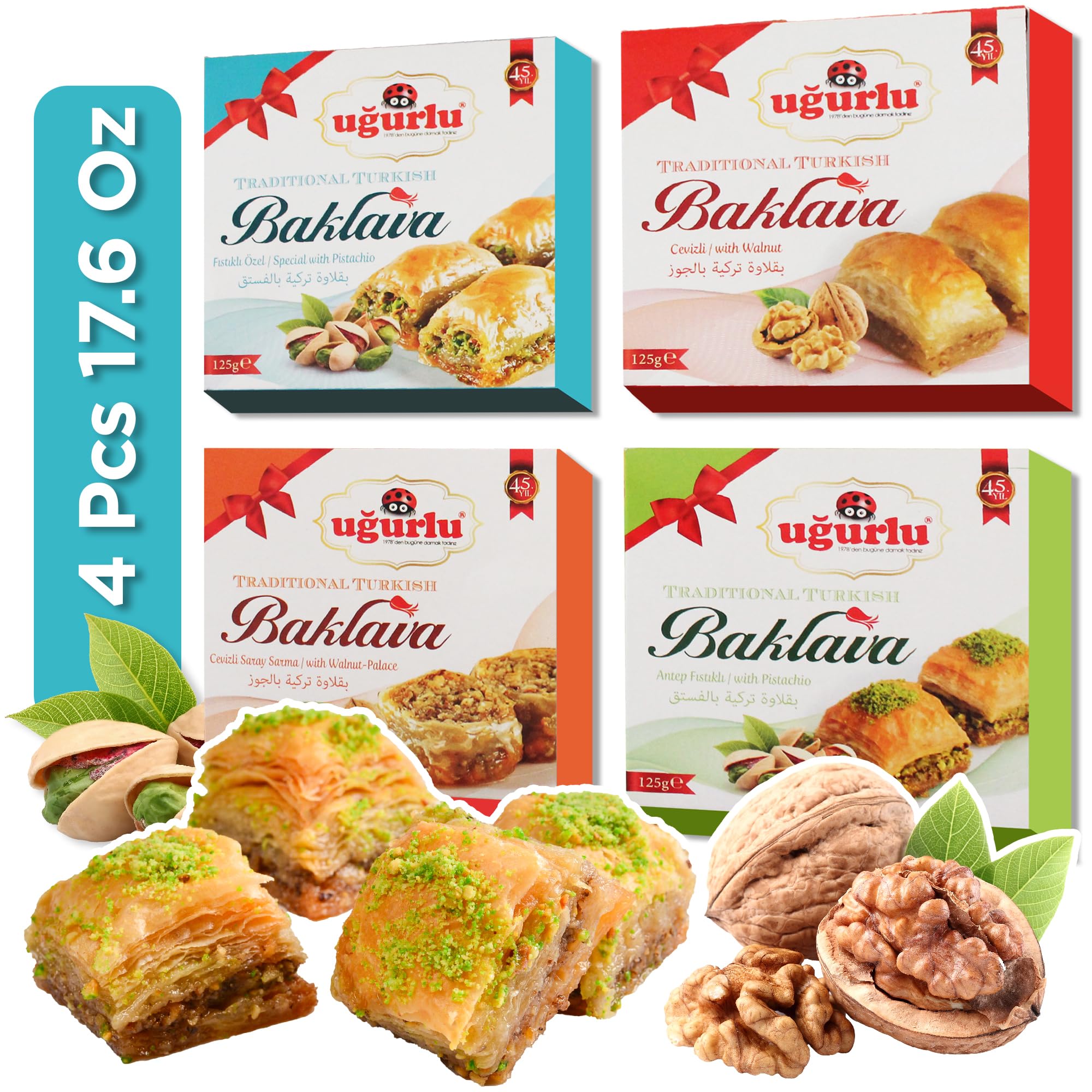 Assorted Baklava Variety Gift Set Pistachio And Walnut 4 Pack ...