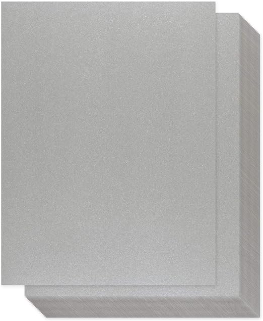 Amazon.com : Silver Metallic Paper - 100-Pack Silver Shimmer Paper ...