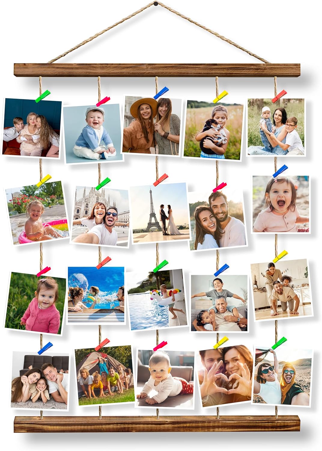 Amazon.com - SIABELLE® Hanging Photo Display, Wooden Photo Frame for ...