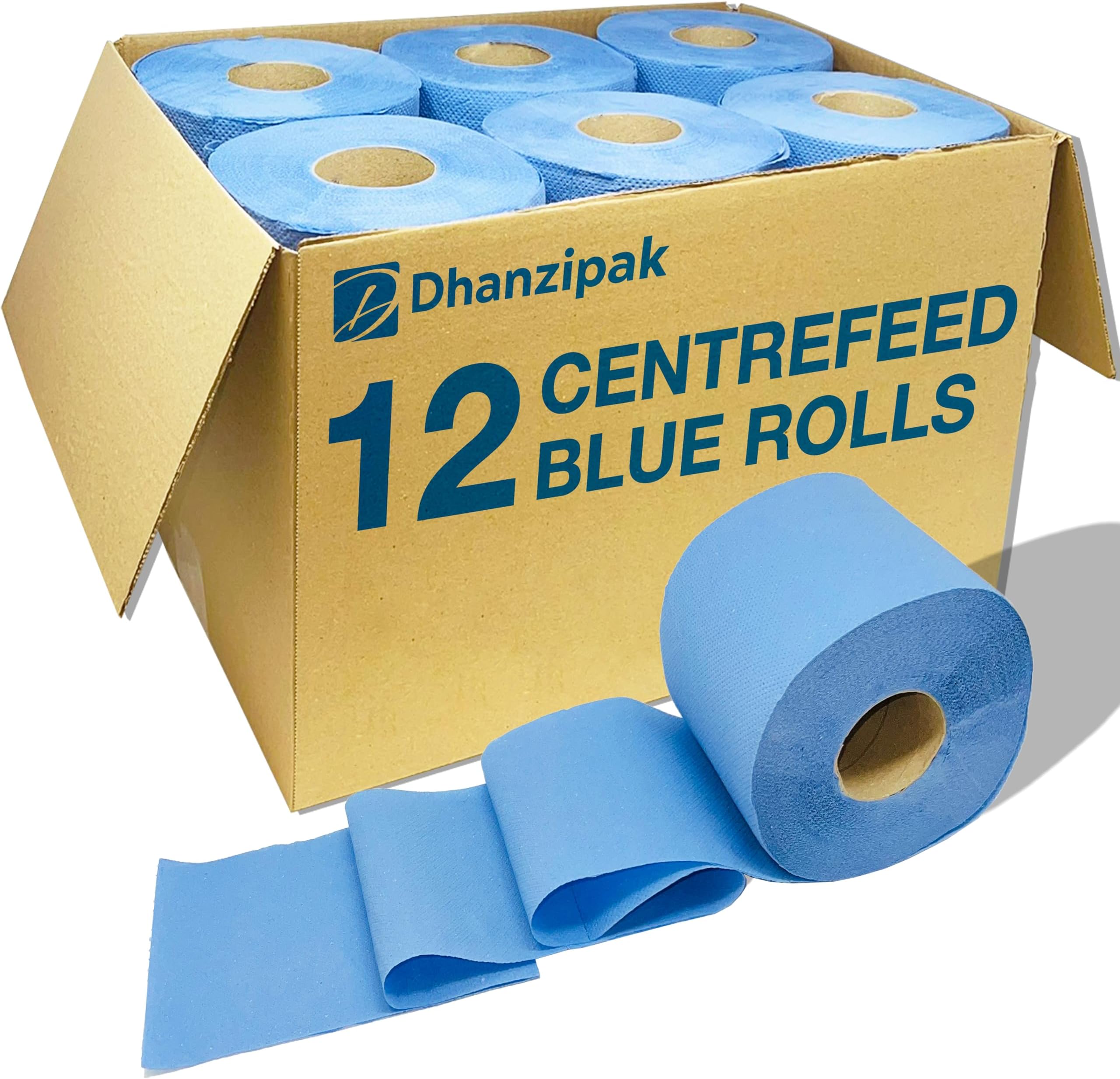 12 x Centre Feed Rolls Blue Tissue Paper Roll (2 Ply) : Amazon.co.uk ...