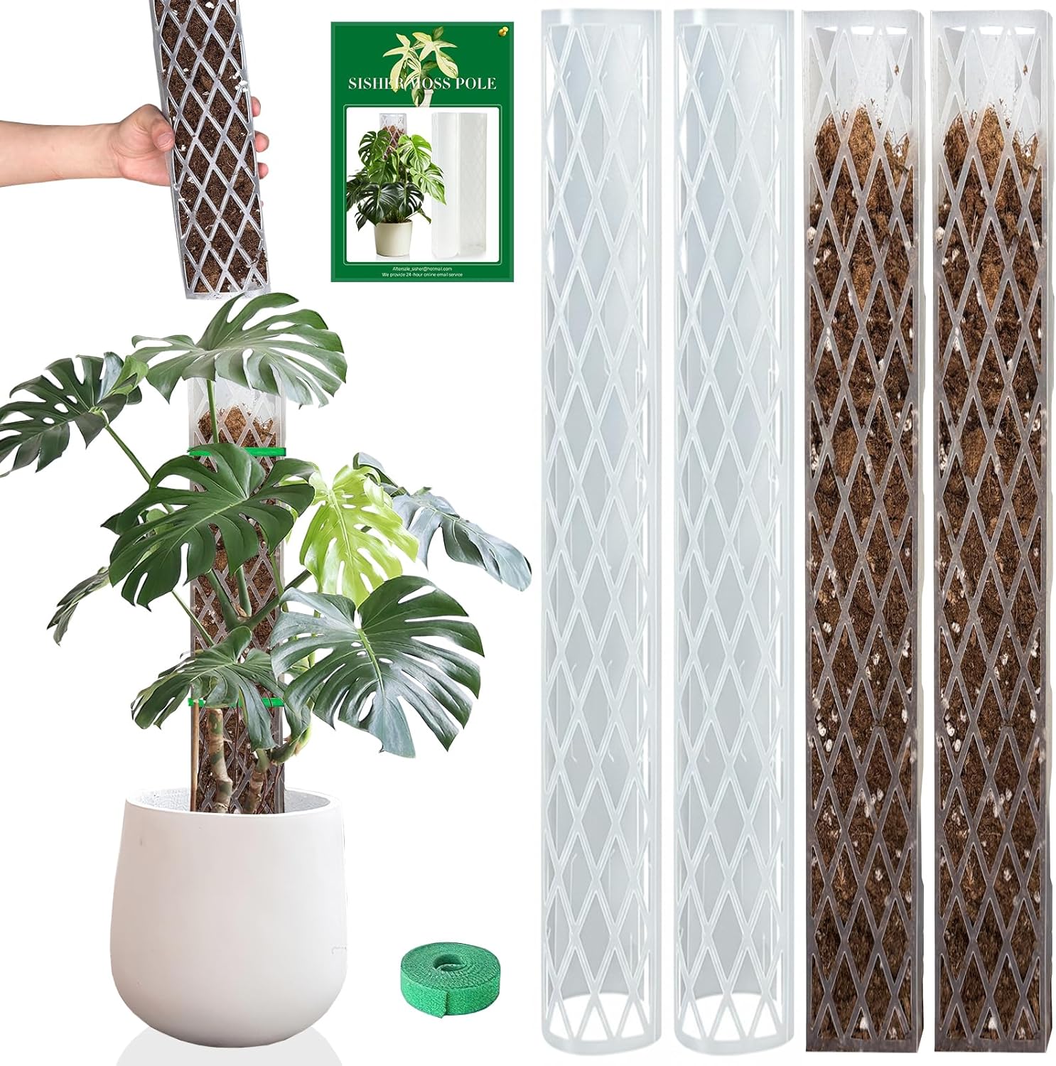 Amazon.com : Sisher Monstera Moss Pole 4pcs Plastic Moss Pole for ...
