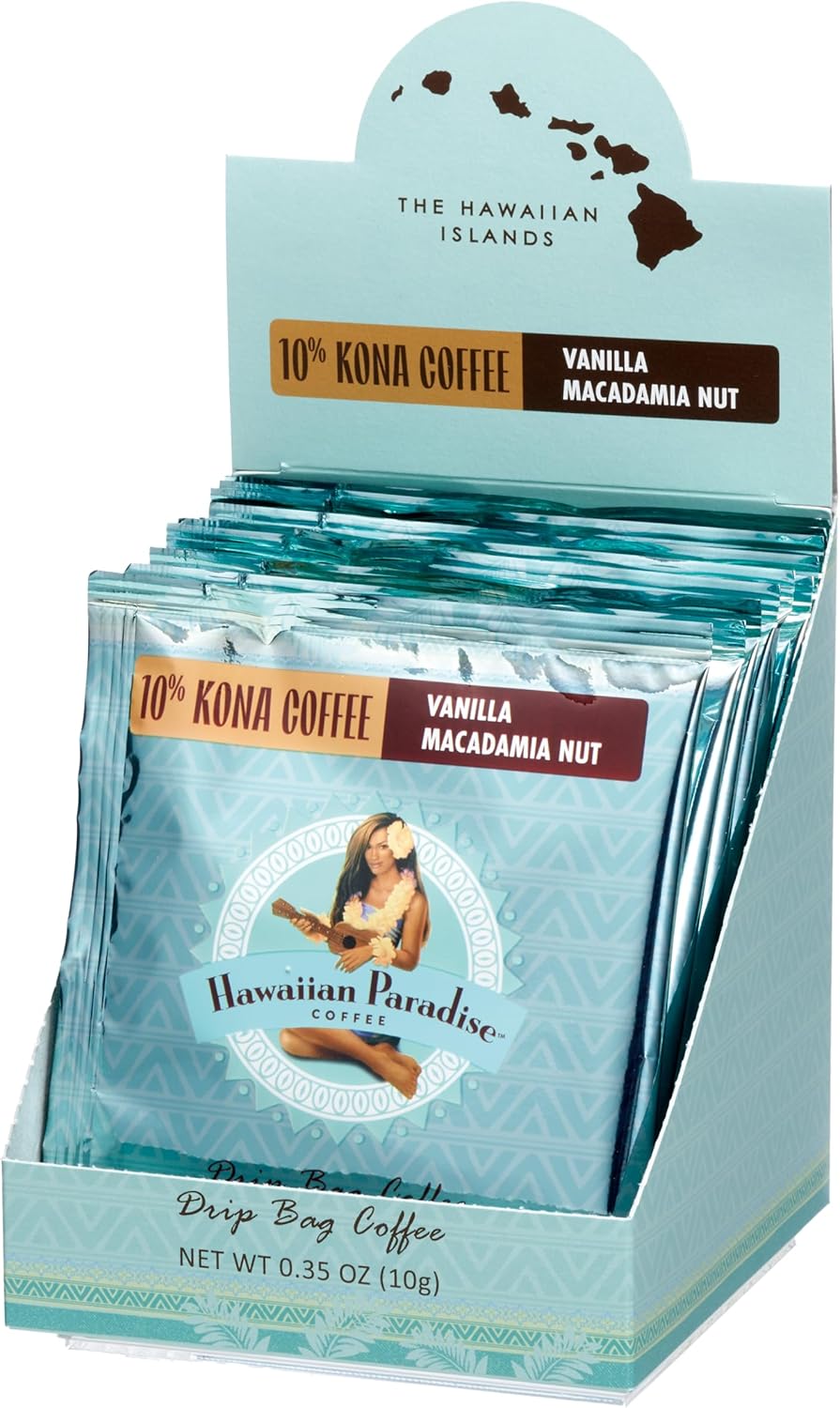 Amazon.co.jp: ハワイアンパラダイスコーヒー 10%コナ バニラマカダミア ドリップバッグ (10g×10p) (2) : 食品・飲料・お酒
