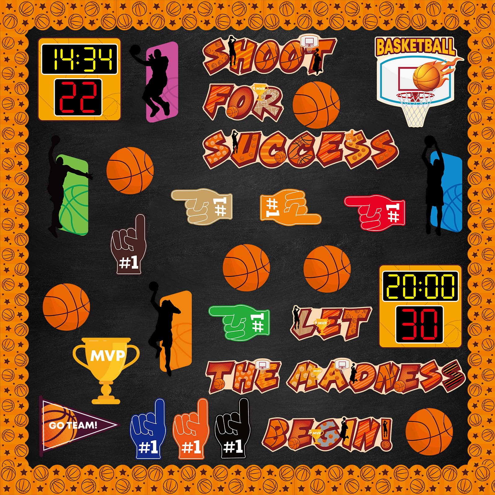 Snapklik.com : 58 PCS Basketball Bulletin Board Decoration March ...