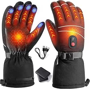 Heated Gloves for Men Women, Touchscreen Electric Heated Winter Glove Rechargeable 5000MAH ...