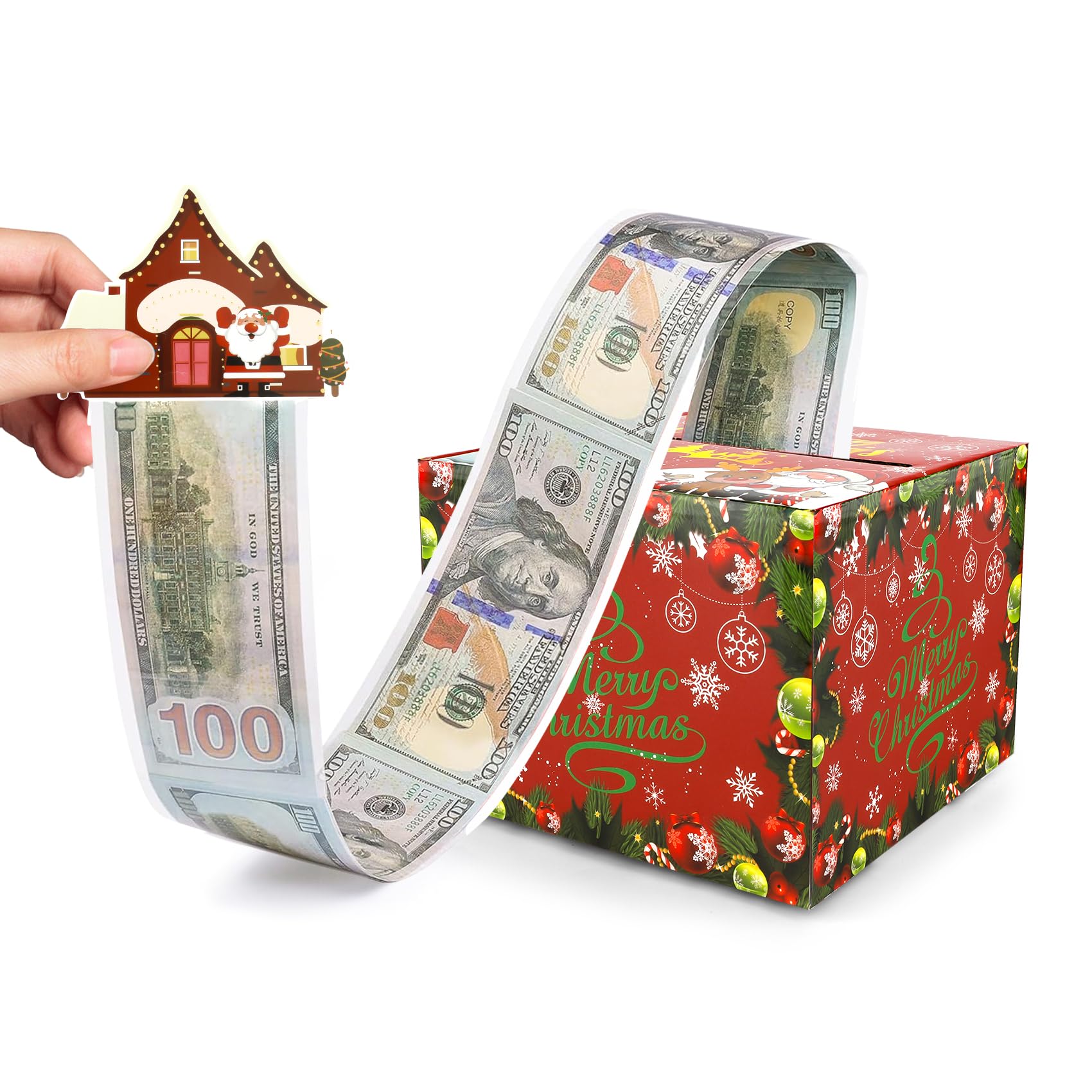 Amazon.com: Christmas Money Box for Cash Gift Pull - Surprise Money ...