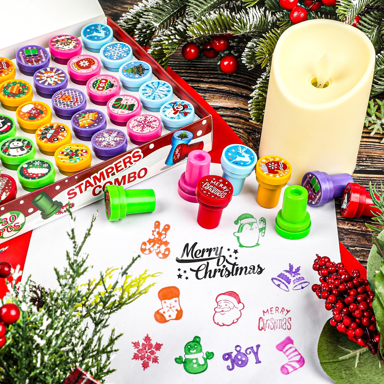 Snapklik.com : 30pcs Christmas Stamps For Kids,Assorted Self Inking ...
