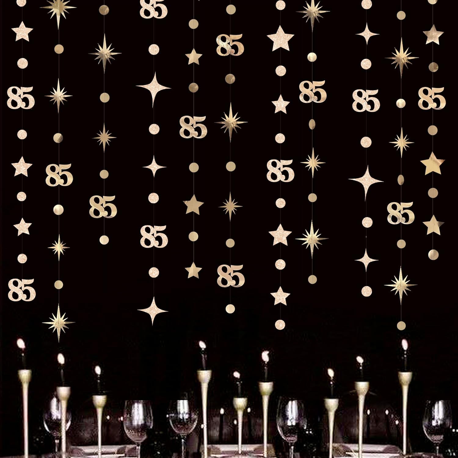 Amazon.com: Champagne Gold 85th Birthday Decorations Number 85 Circle ...