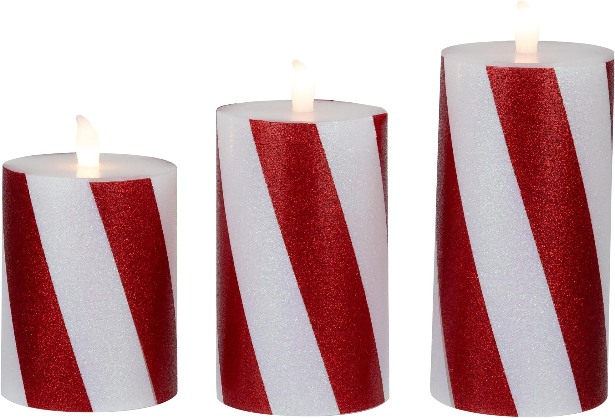 Amazon.com: Northlight LED Flameless Flickering Candy Cane Wax Pillar ...