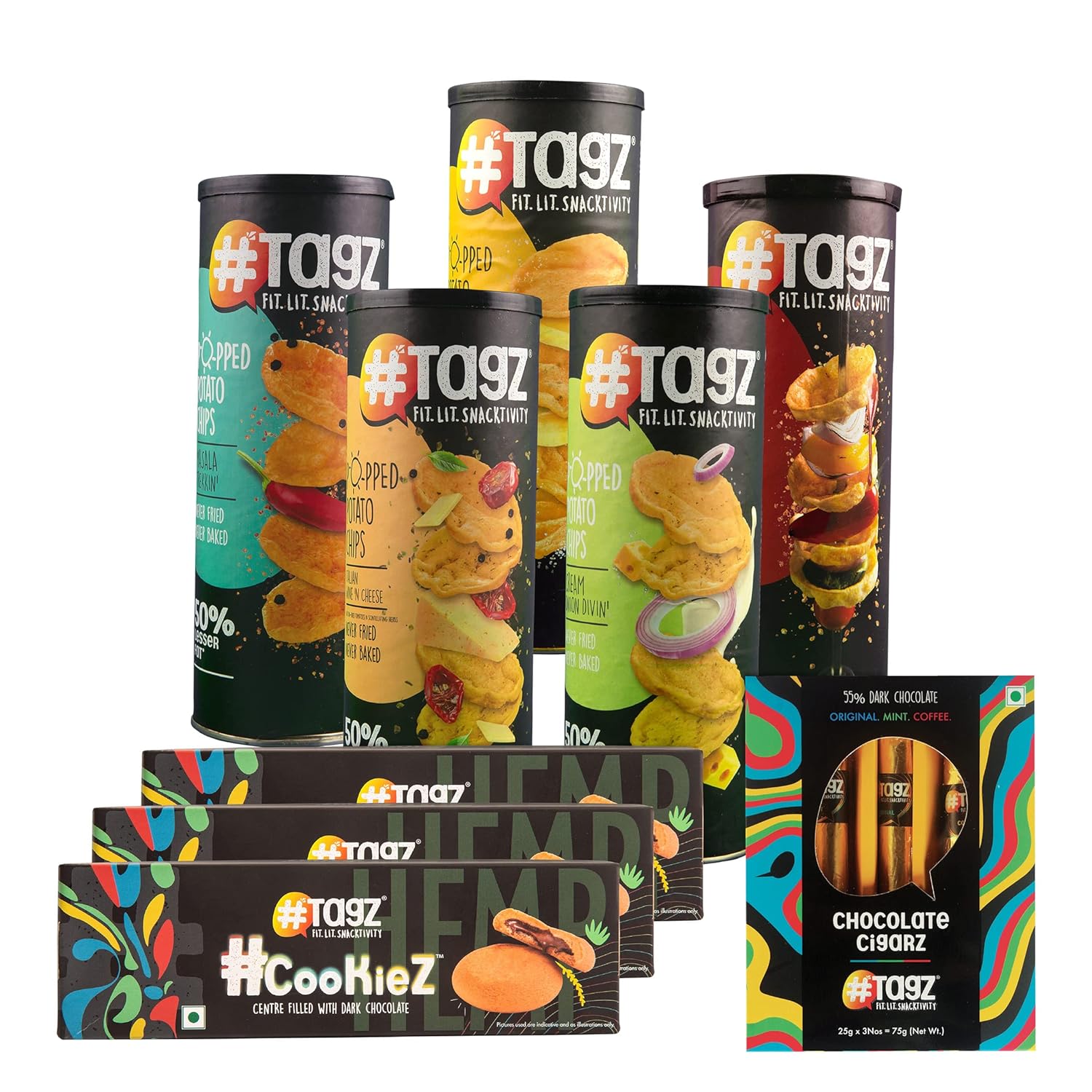 TAGZ Popped Potato Chips | Not Fried, Not Baked , No Cholesterol | Healthy Snack, - Pack of 5 ...