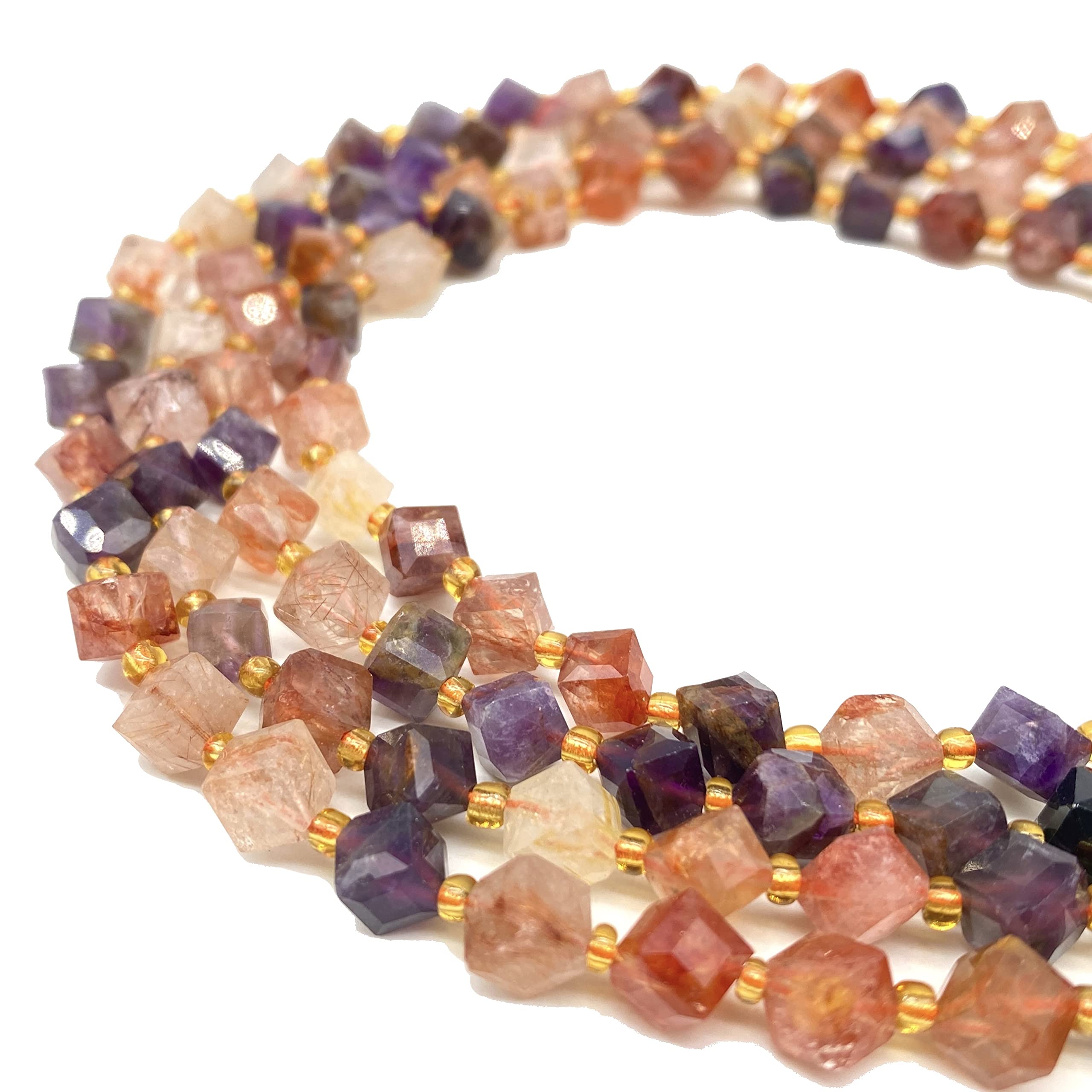 Amazon.com: ABCGEMS Brazilian Quad-Color Rainbow Rutilated Quartz Beads ...