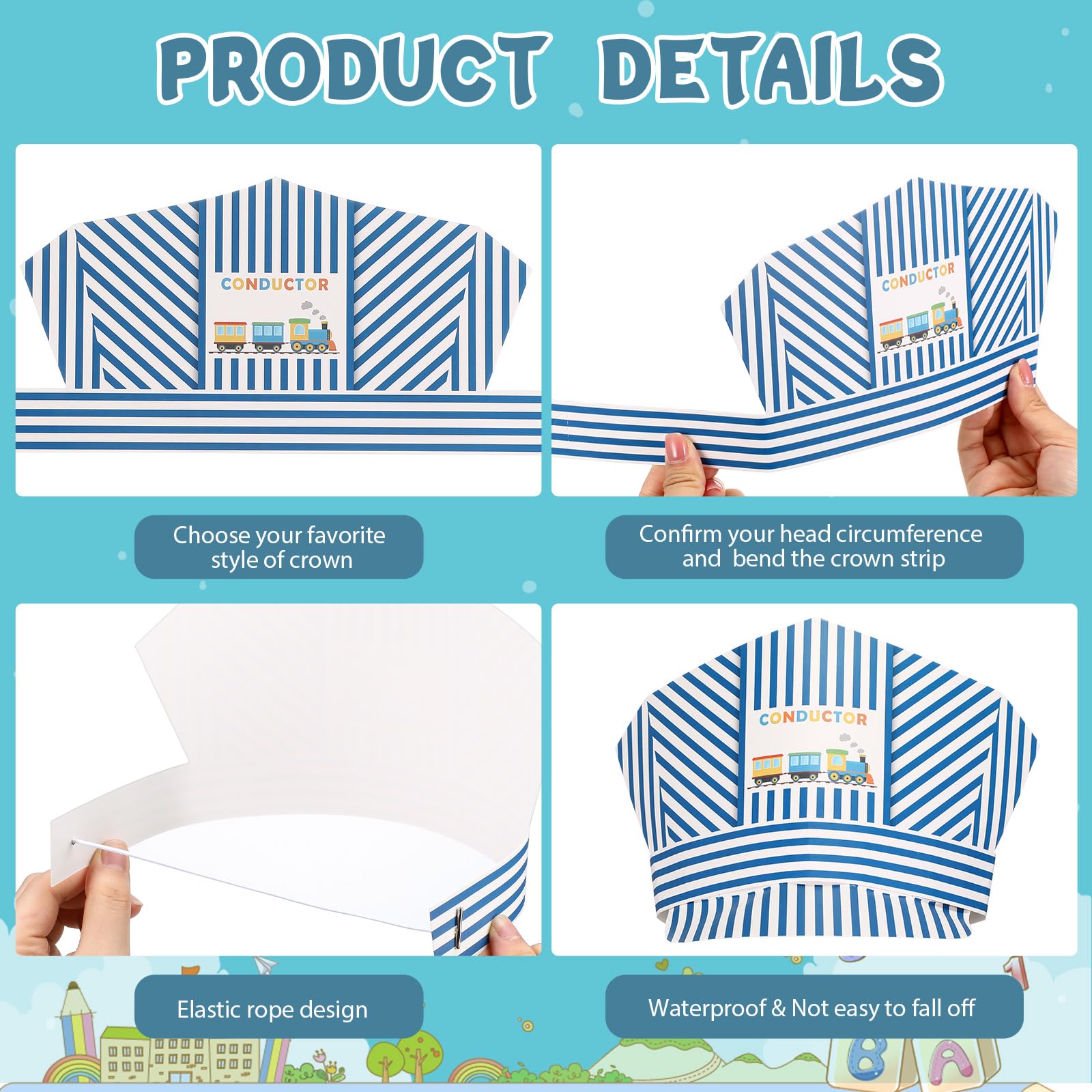 Snapklik.com : Bonuci 20 Pieces Paper Train Party Hats Train Engineer ...