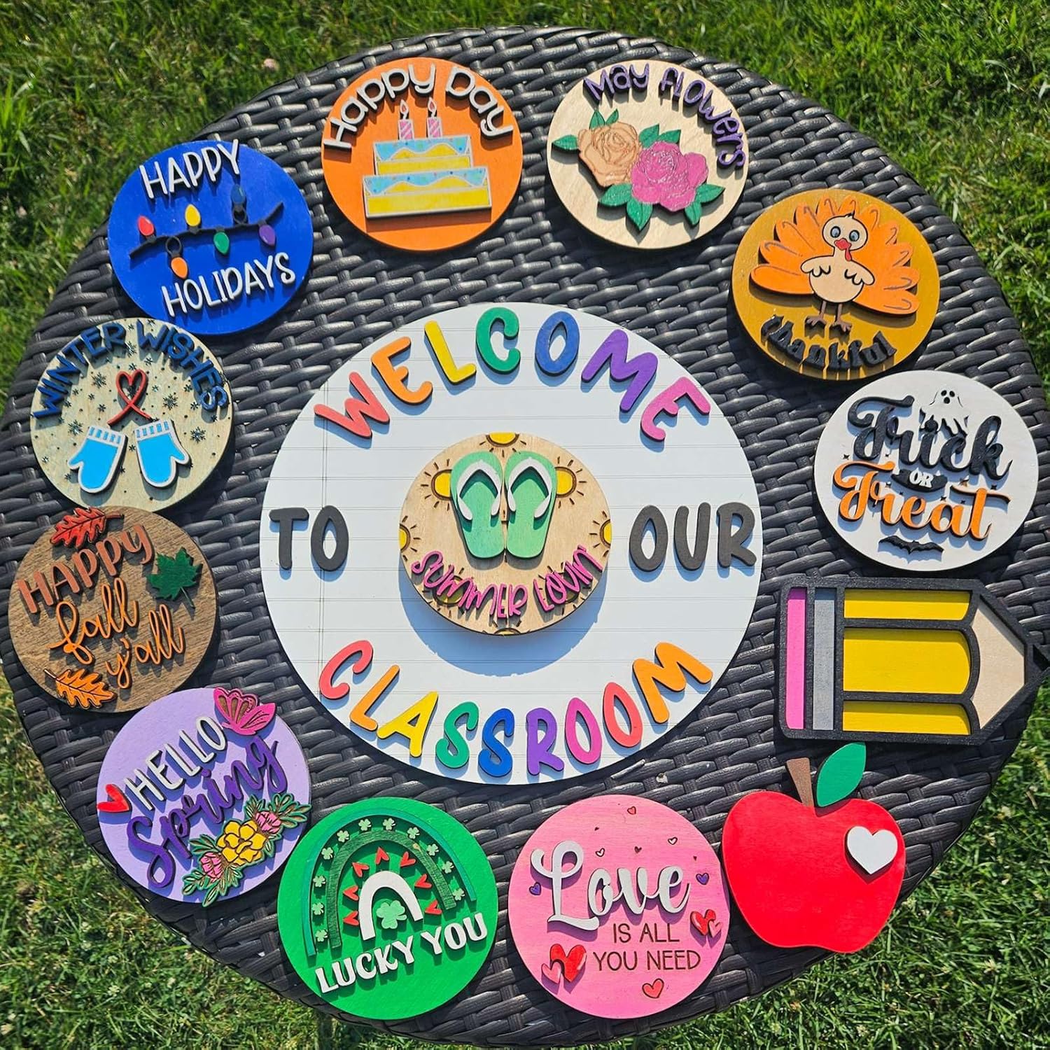 Amazon.com: ASOBIMONO Interchangeable Welcome Door Signs 12 PCS Welcome ...