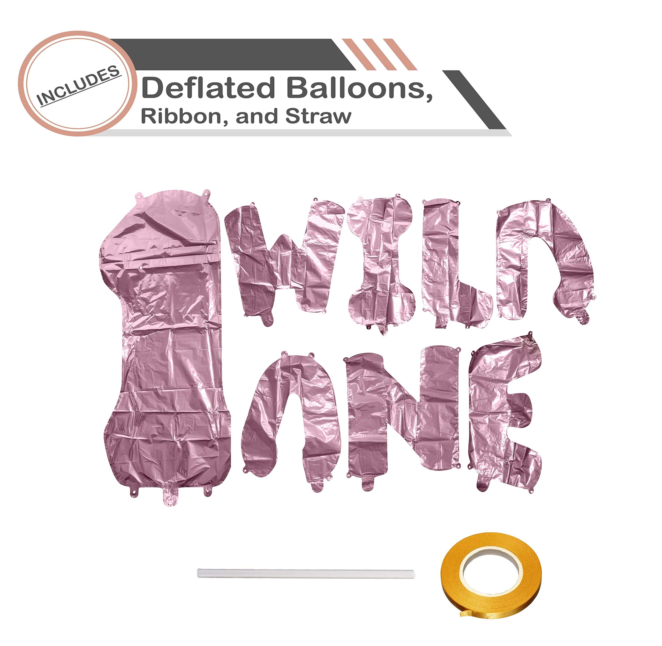 ROSE GOLD WILD ONE 16” Foil Letters Balloon Banner, with Large Number ...