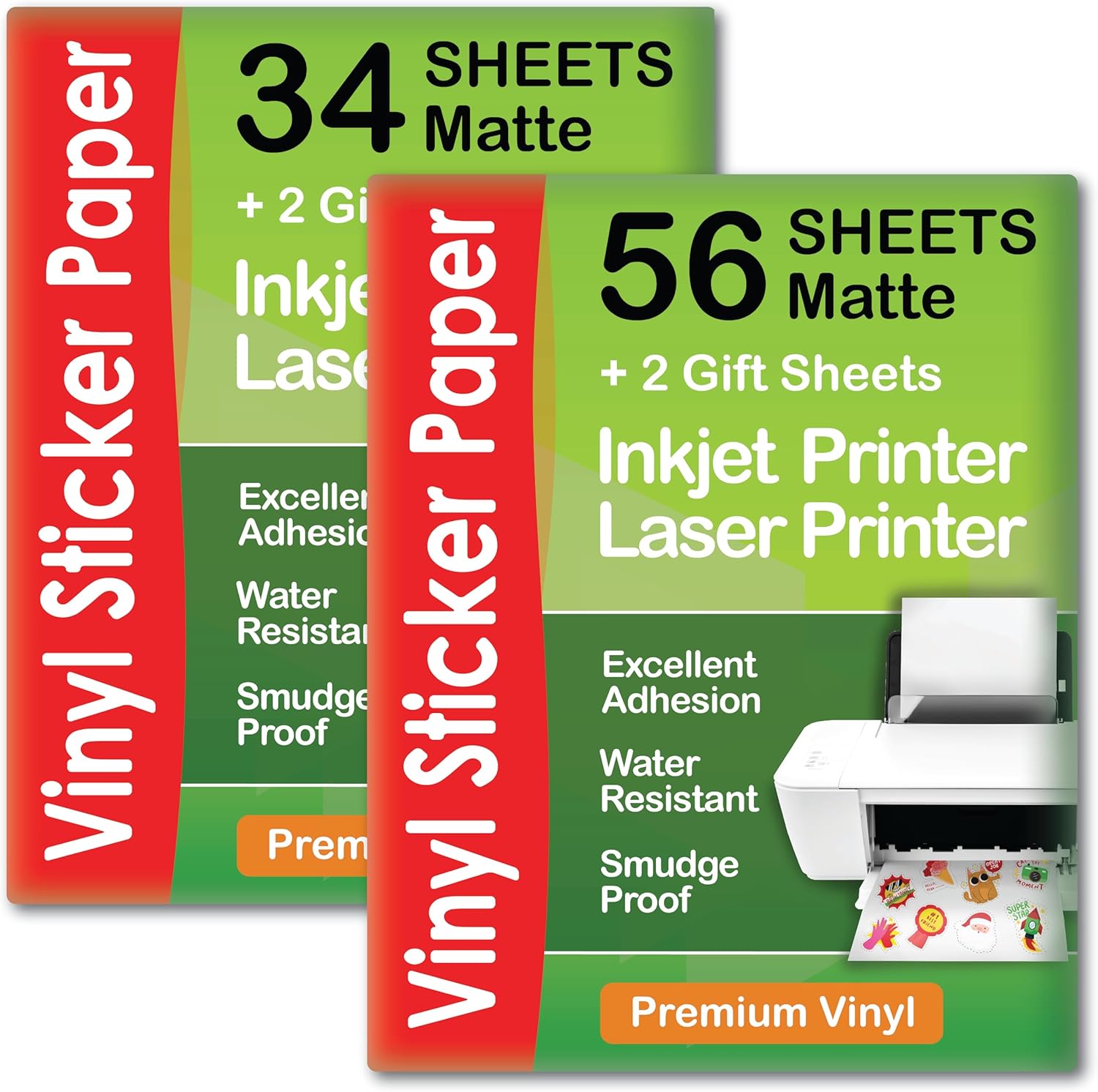 Amazon.com : Premium Printable Vinyl Sticker Paper Matte for Inkjet ...