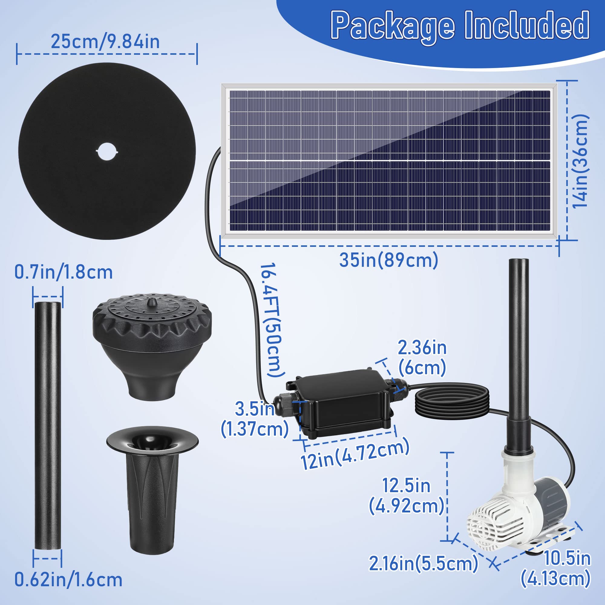 40W Powerful Solar Water Fountain Pump Kit, 40W Solar Panel and 20W ...