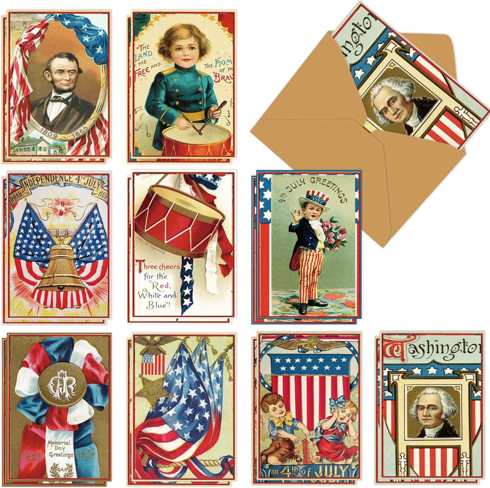 Amazon.com : Whaline 36Pcs Retro Patriotic Greeting Cards 4th of July ...