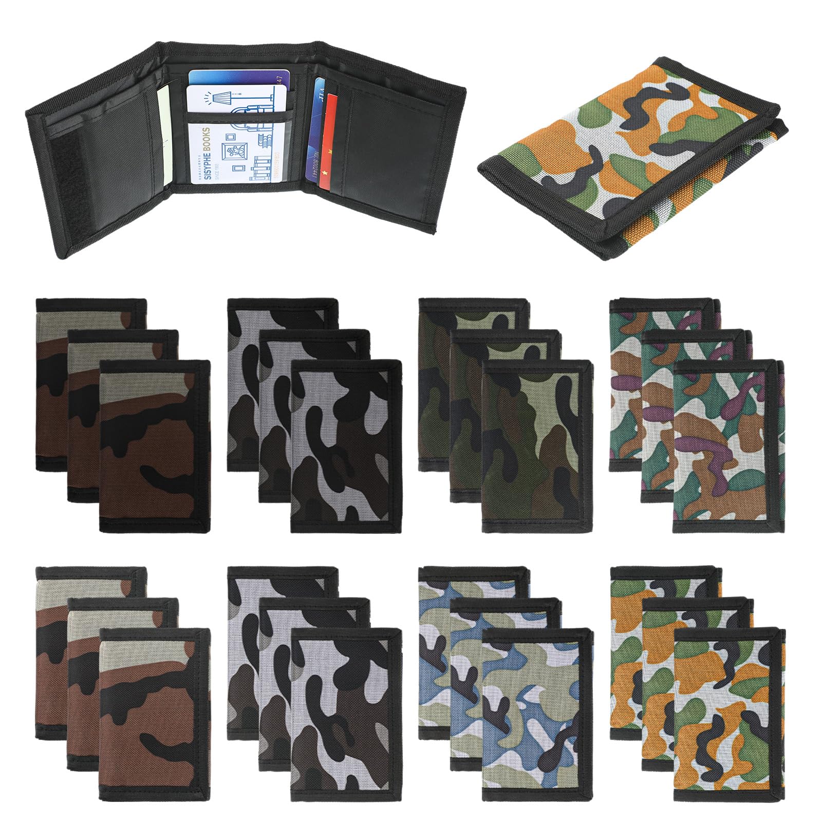 Amazon.com: Aliceset 24 Pcs Kids Wallets Bulk Nylon Wallets for Men ...