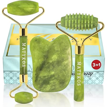 Premium Certified Jade Roller Gift and Gua Sha Set - Includes Two Anti ...