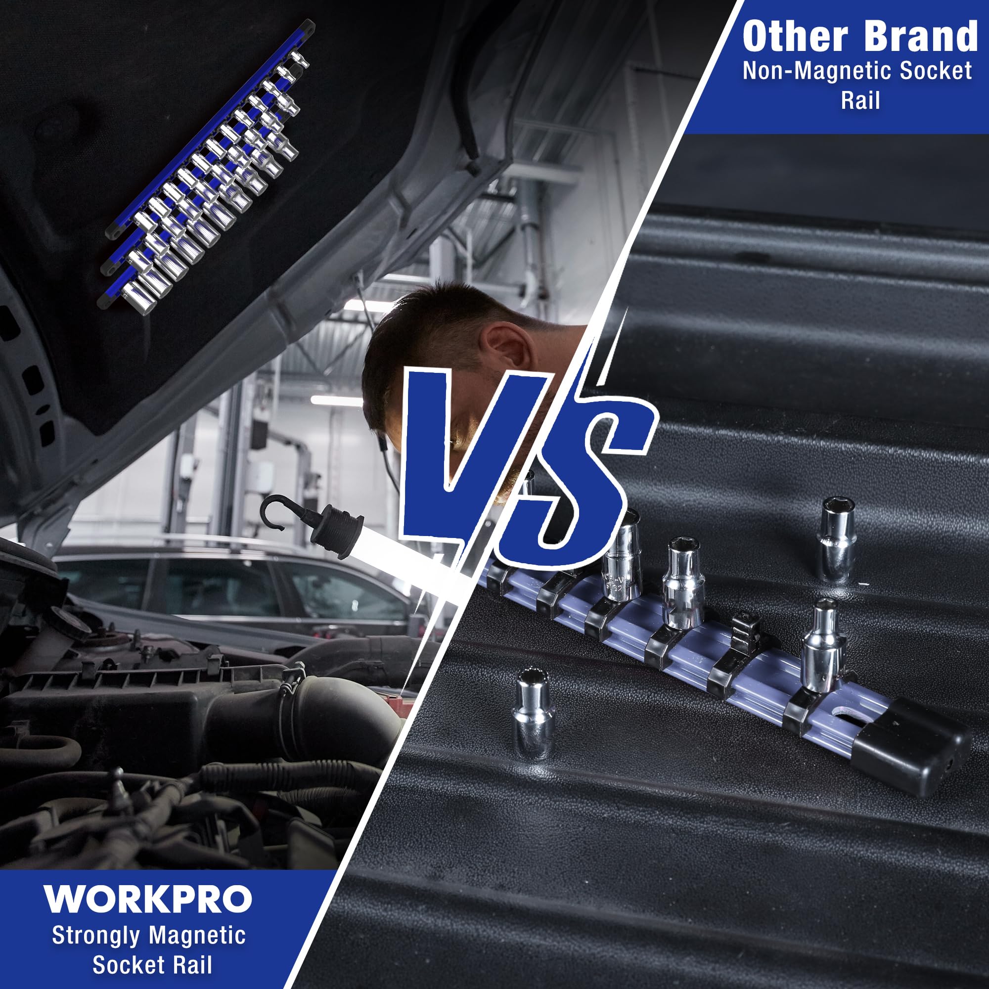 Snapklik.com : WORKPRO Magnetic Socket Organizer Set, 3-Piece Aluminum ...