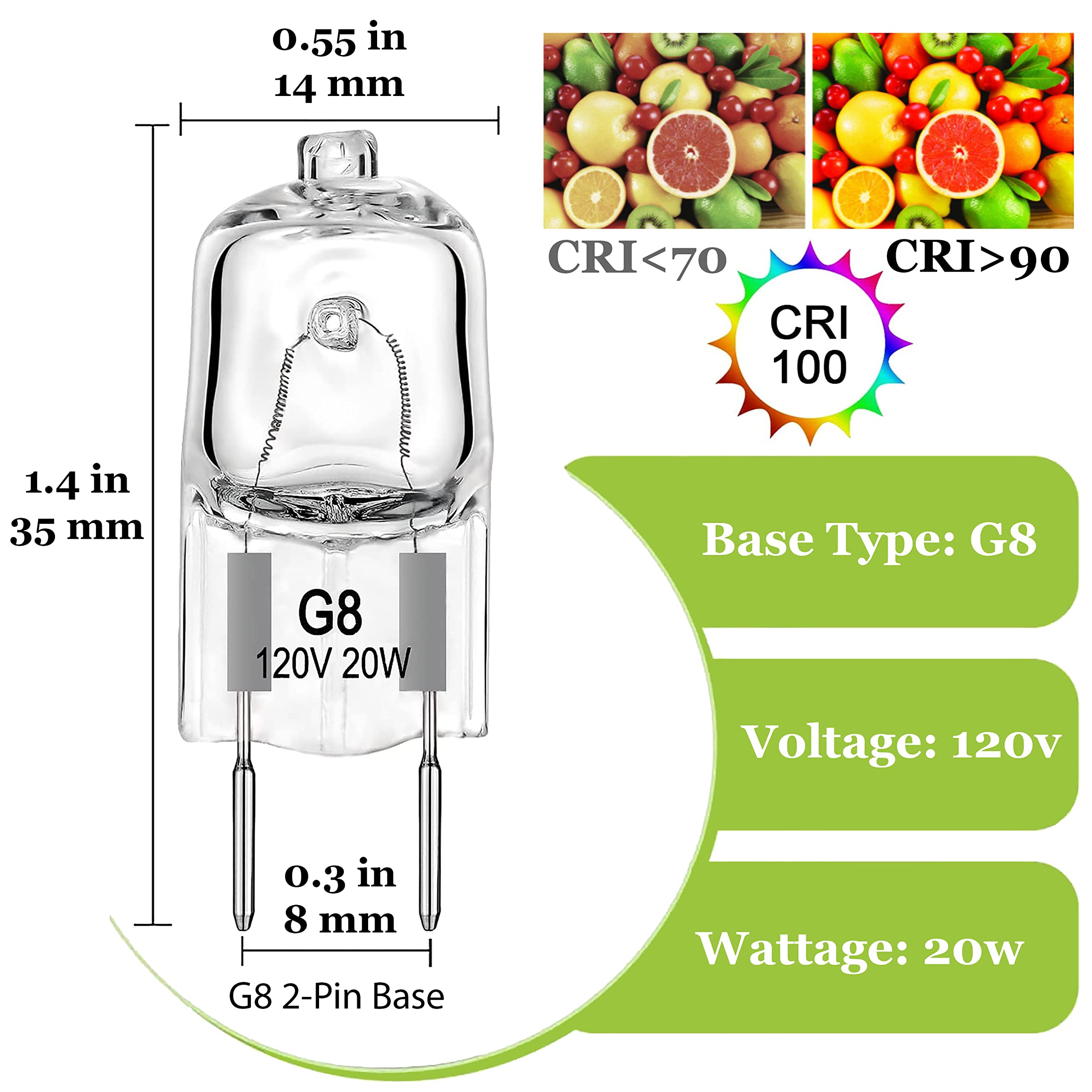 Snapklik.com : Diximus G8 Halogen Light Bulbs 2 Pin - G8 Base 20 Watt ...