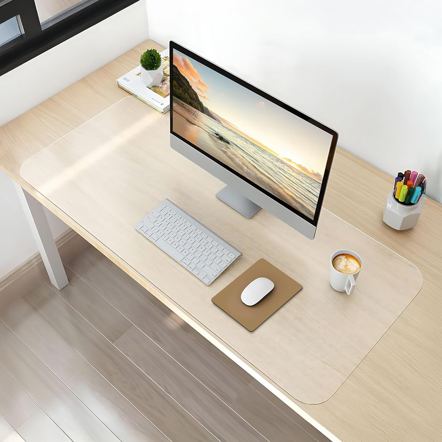 NATRKE Clear Desk Mat Pad, 31.5"x15.7" Large Transparent Desk Protector ...