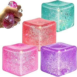 Amazon.com: YiLUAN 4Pack Glitter Squishy Cube - Fidget Toys for Kids ...