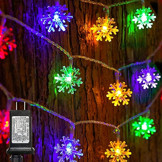 Amazon.com: Dazzle Bright Christmas Snowflakes String Lights, 100 LED ...