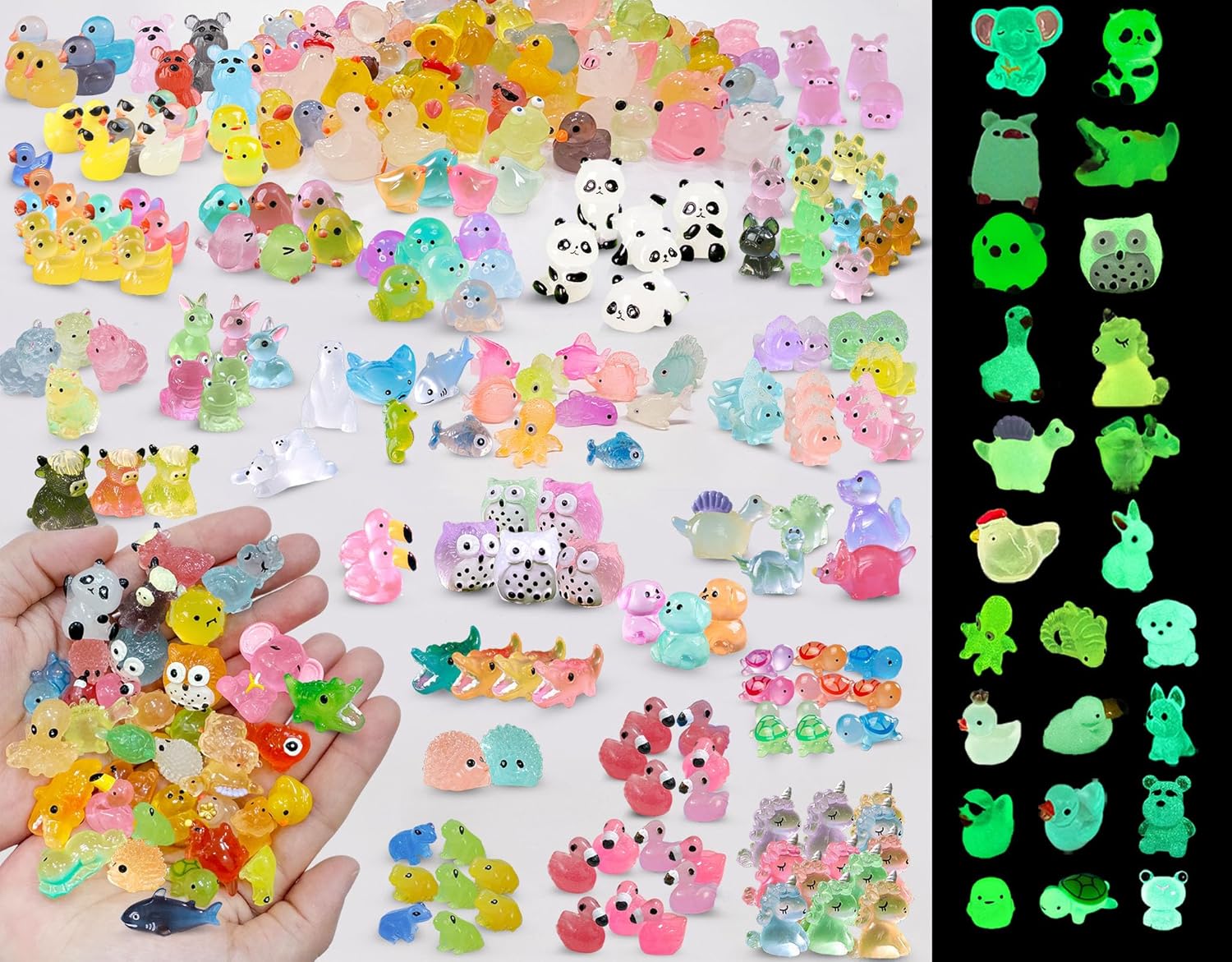 Amazon.com: Luminous Tiny Resin Animals 300 Pcs Mini Animals Bulk Mini ...