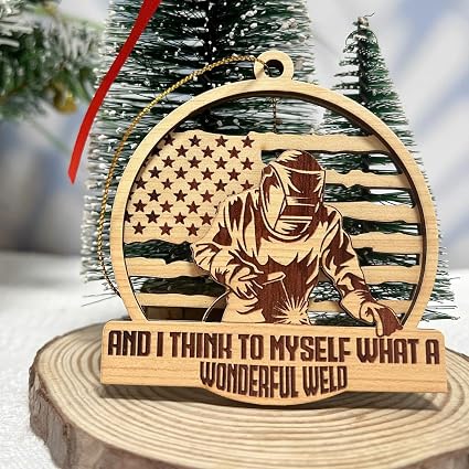 Amazon.com: Welder Christmas Ornament, Welder Man Ornament, American ...