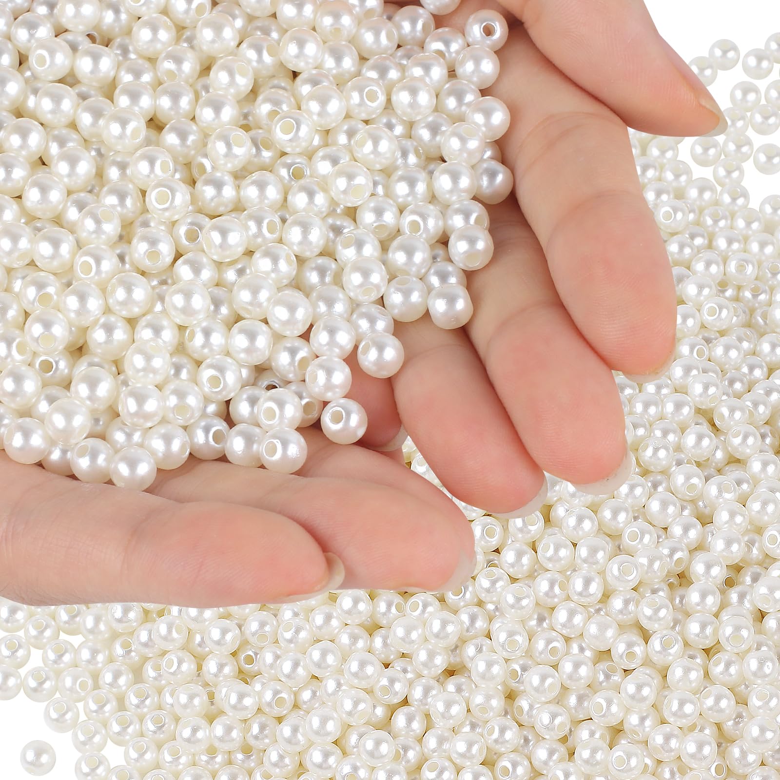 Amazon.com: Phinus 2500 Pcs 6mm Pearl Beads with Hole, Round Shapes ...