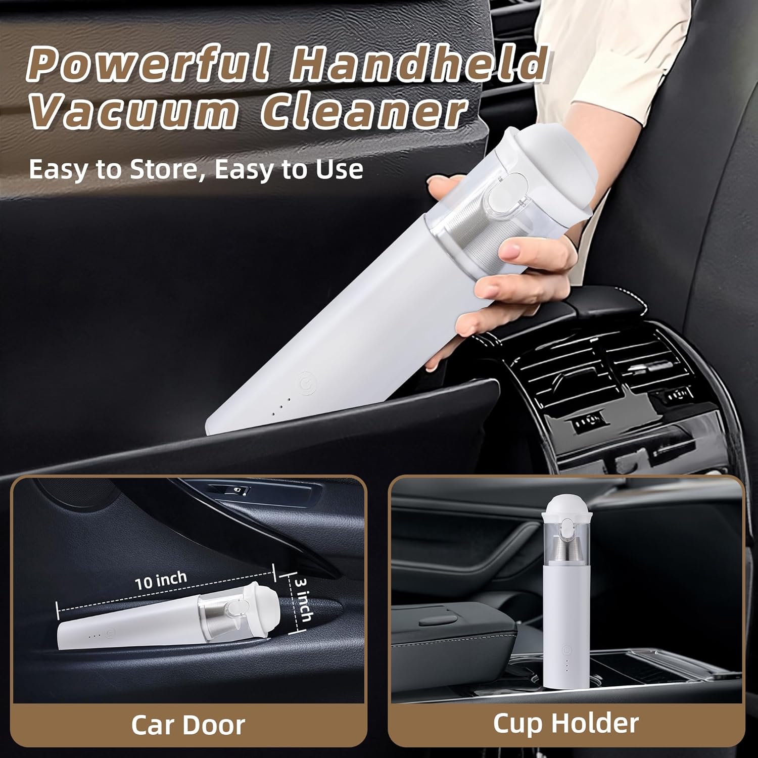Mini Car Vacuum Cleaner, 14,500Pa Powerful Suction Cordless Handheld ...
